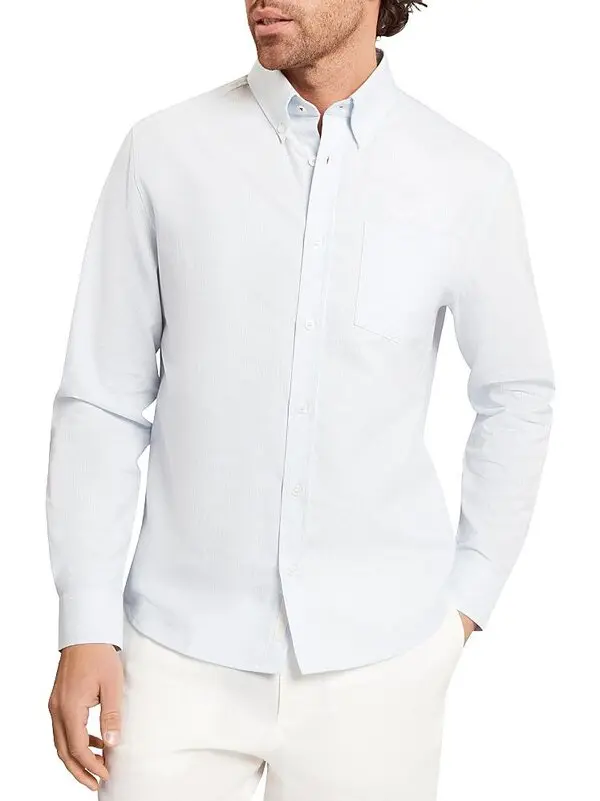 Ted Baker London Diaby Relaxed Fit Embroidered Floral Stripe Shirt - Blue
