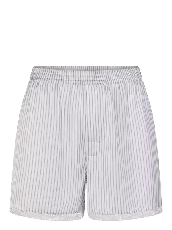 SKIMS Lace-trim Woven Shine Boxer Shorts - Silver