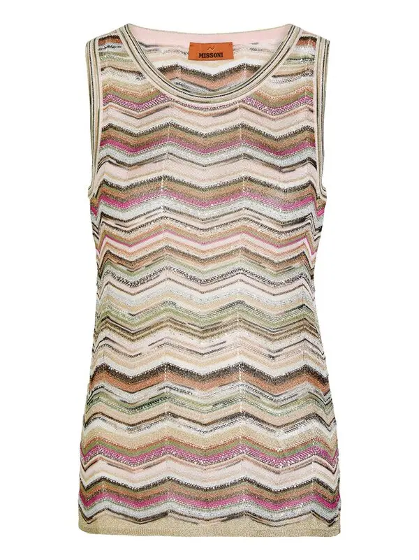 Missoni Chevron Fine-knit Top With Metallic Weave - Multicoloured