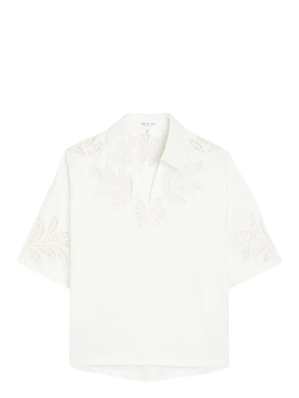 Rag & Bone Lucy Floral Cut-out Denim Top - White