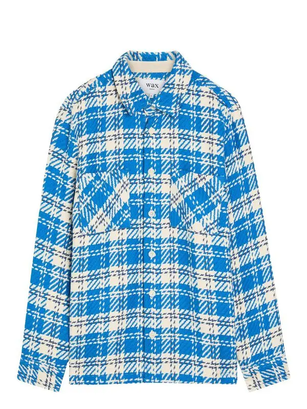 WAX LONDON Whiting Checked Cotton Overshirt - Blue