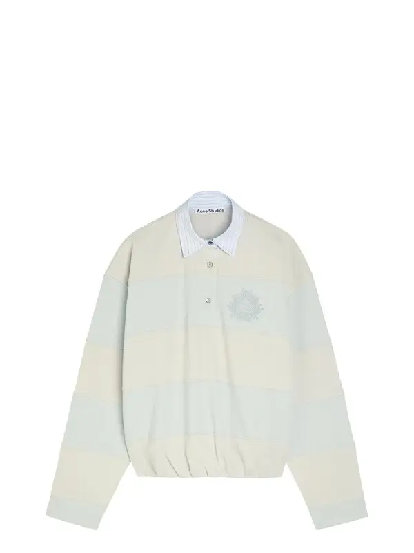 Acne Studios Striped Cotton Polo Sweatshirt With Embroidered Detail - Multicoloured