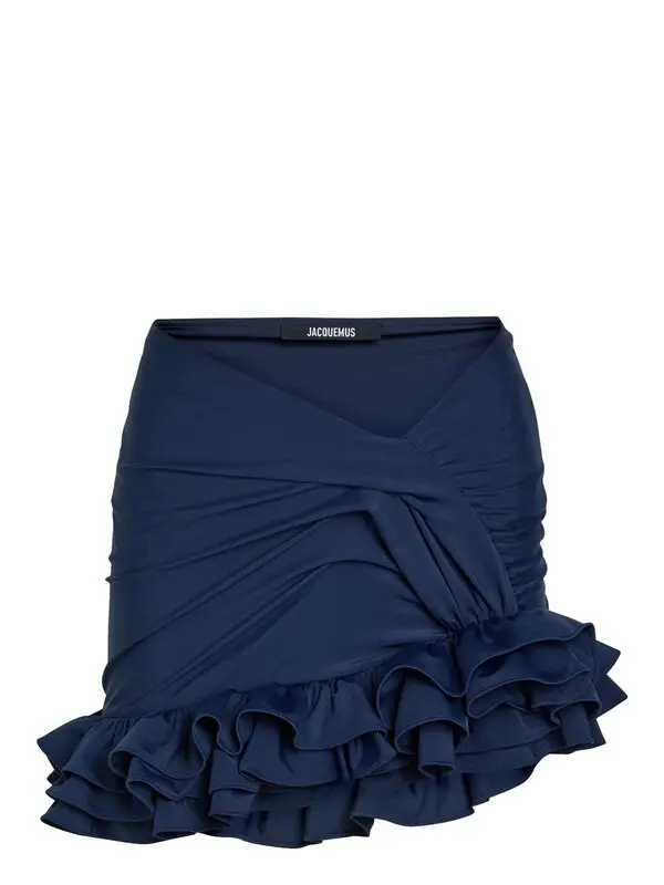 Jacquemus La Mini Jupe Playa Ruffled Mini Skirt - Navy