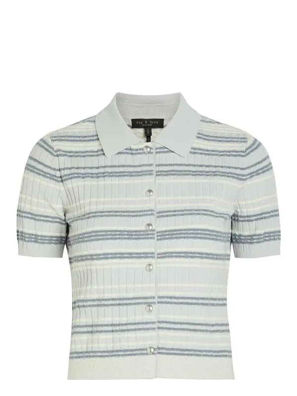 Rag & Bone Karina Striped Cotton-blend Cardigan - Light Blue