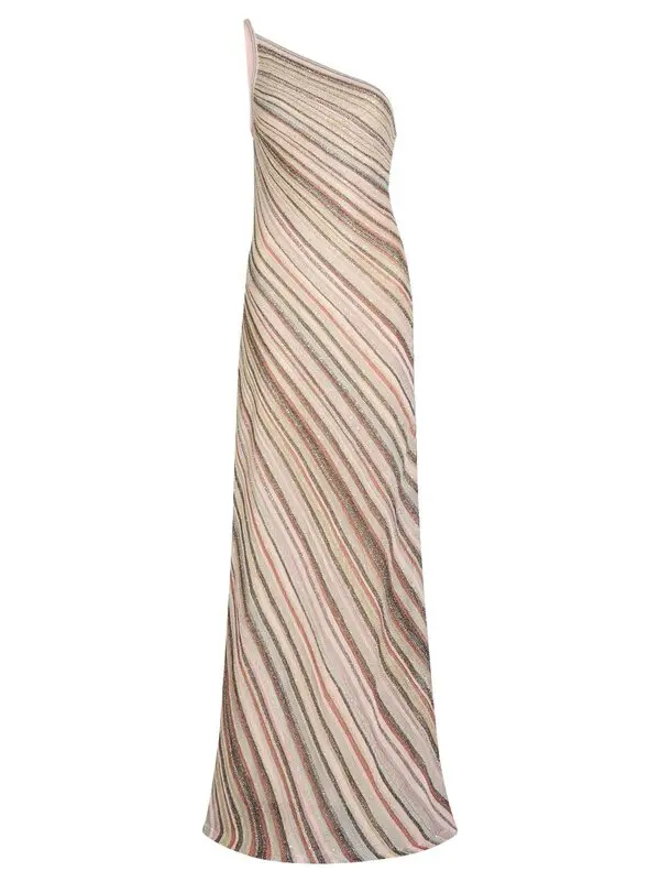 Missoni Striped One-shoulder Metallic-knit Maxi Dress - Multicoloured