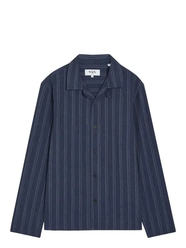 WAX LONDON Corey Striped Cotton-blend Shirt - Navy