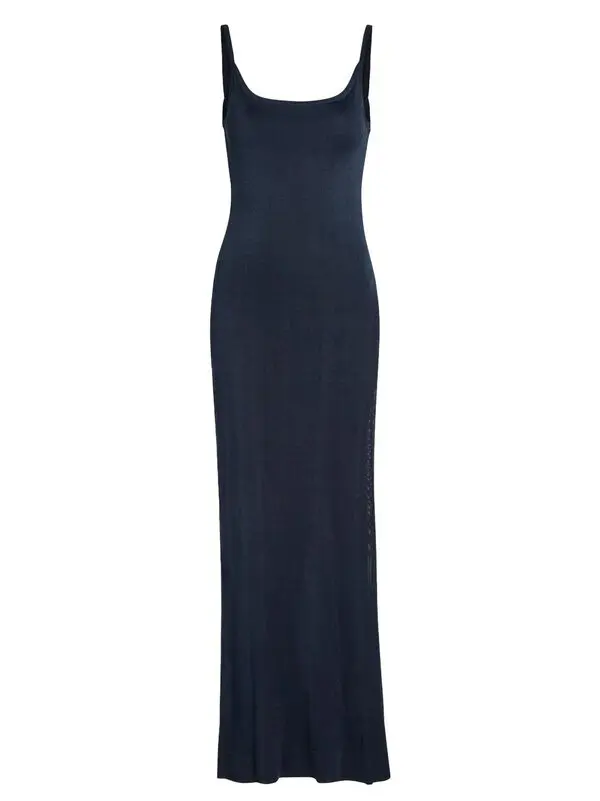 Jacquemus La Robe Nodo Pointelle-knit Maxi Dress - Navy