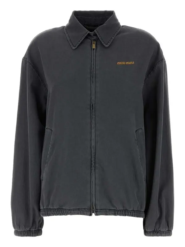 Miu Miu Zip Up Bomber Jacket - Gray