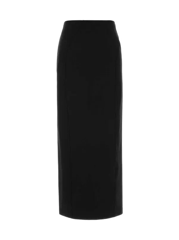 JIL SANDER Stretch Wool Blend Skirt - Black