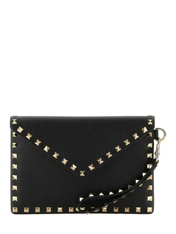 Valentino Garavani Rockstud Leather Clutch - Black