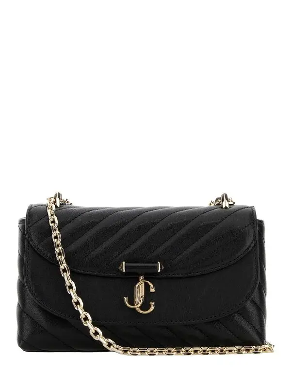 JIMMY CHOO Leather Curve Shoulder Bag - Black
