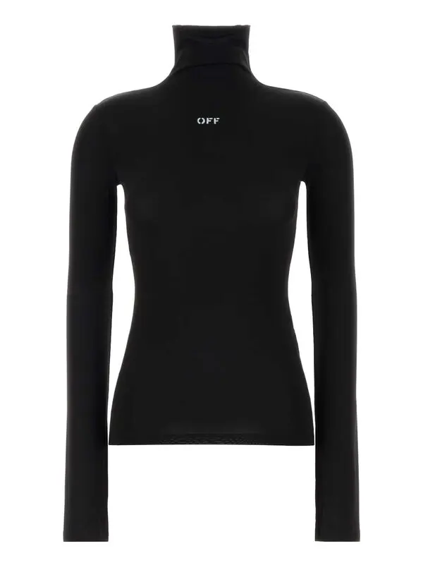 Off-White Jersey Turtleneck Top - Black