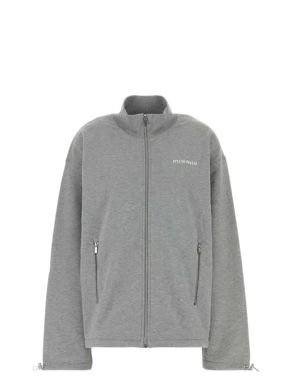 Miu Miu Oversized Cotton Sweatshirt - Gray