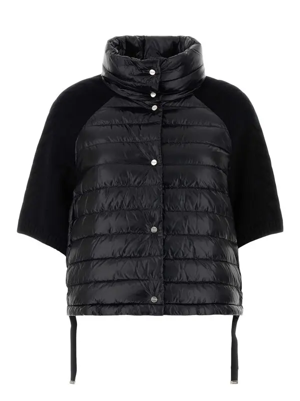 Herno Nylon Jacket With Wool Sleeves - Black