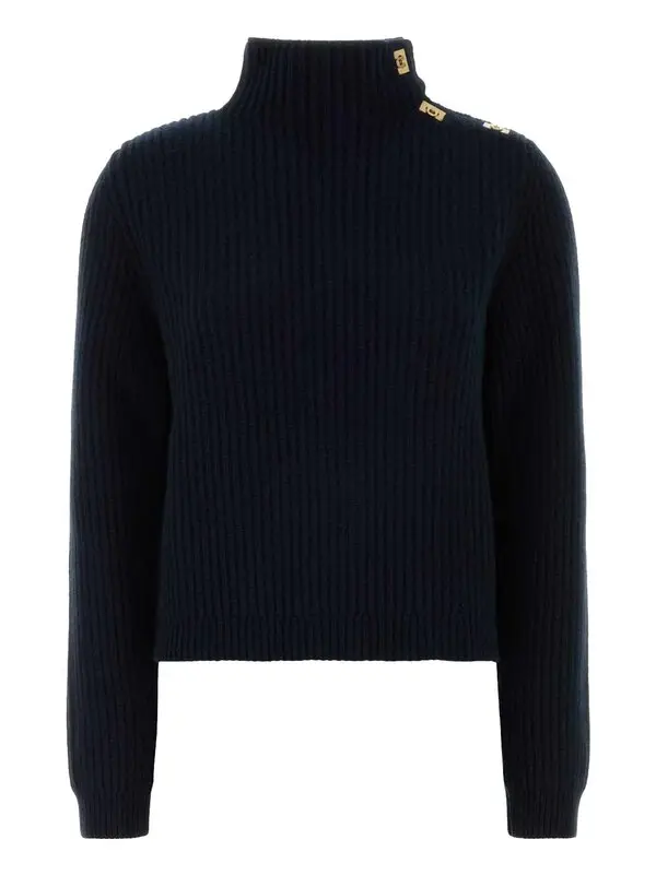 FERRAGAMO Salvatore Navy Wool Blend Sweater - Blue