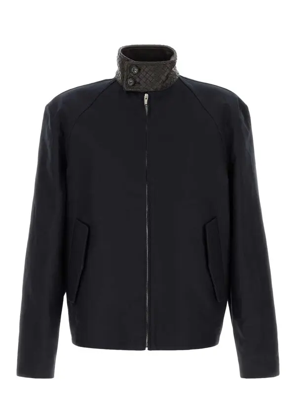 Bottega Veneta Navy Gabardine Harrington Jacket - Blue