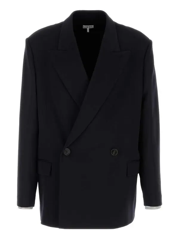 Loewe Navy Wool Blend Blazer - Blue