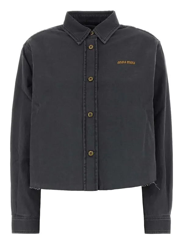 Miu Miu Dark Grey Chambray Shirt - Gray