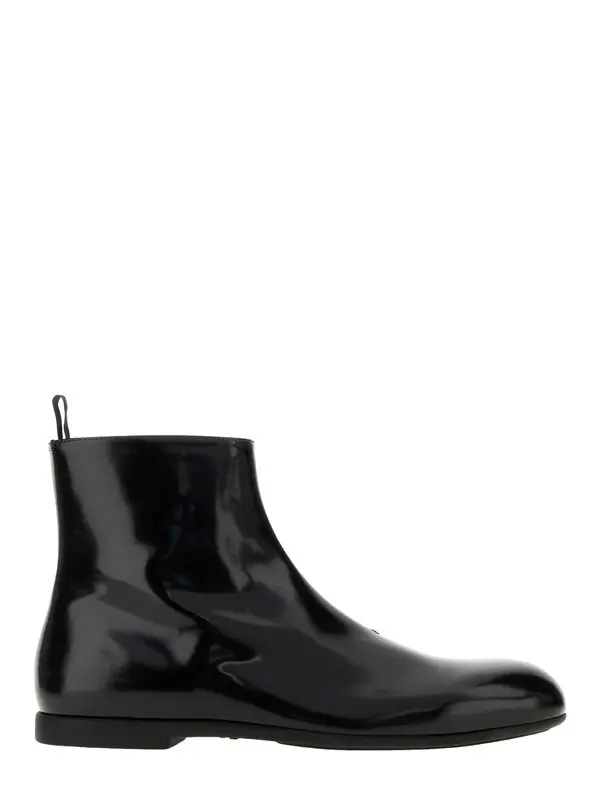 JIL SANDER Leather Ankle Boots - Black