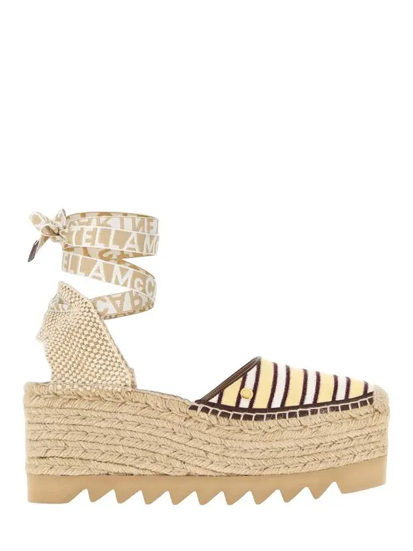 Stella McCartney Embroidered Canvas Gaia Wedges - Multicolor