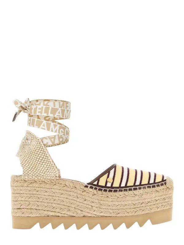 Stella McCartney Embroidered Canvas Gaia Wedges - Multicolor