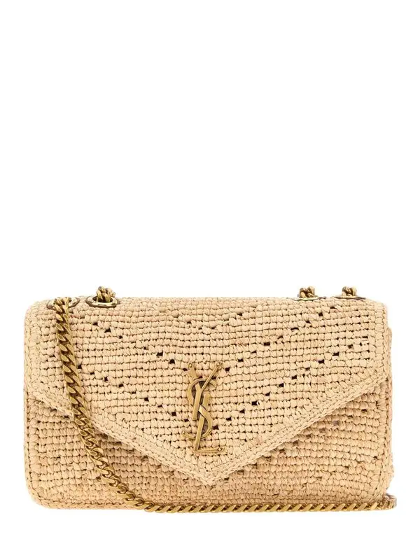 Saint Laurent Raffia Loulou Shoulder Bag - Brown