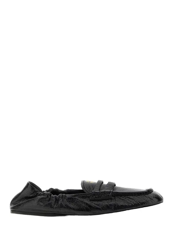 Miu Miu Leather Loafers With Block Heel - Black