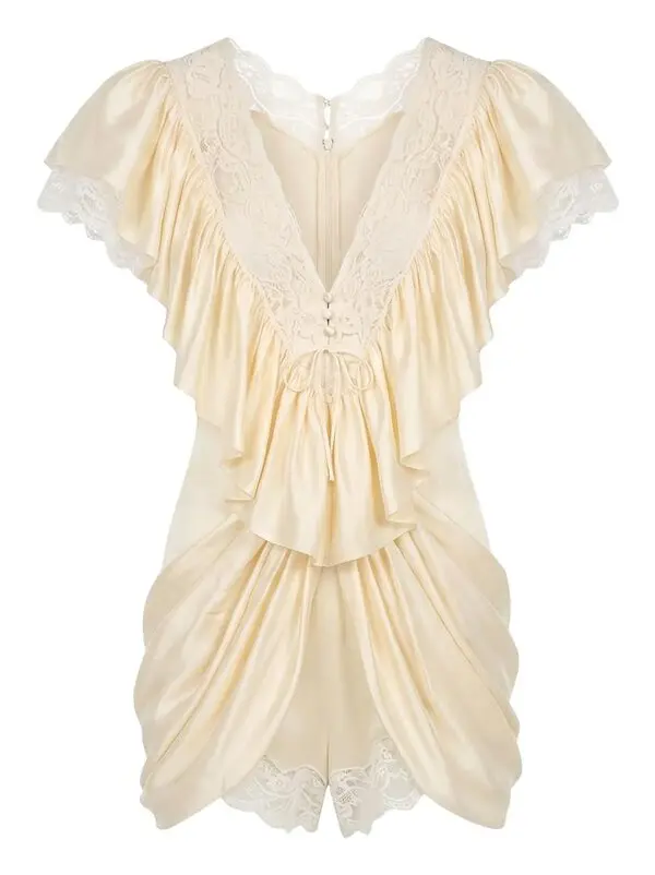 Chloé Sleeveless Silk Crepe Top With Lace Trim - Multicolor