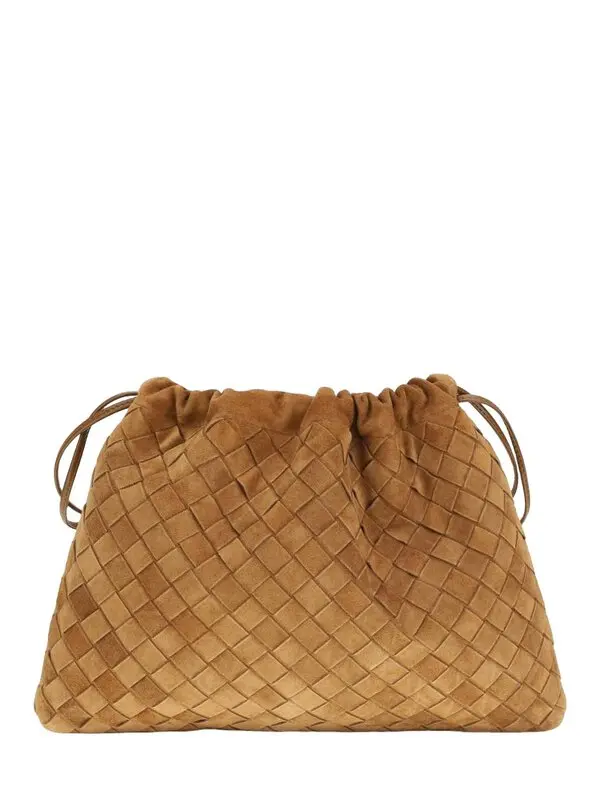 Bottega Veneta Woven Lambskin Clutch With Top Handle - Brown
