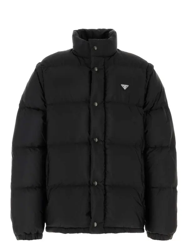 Prada Zip-up Hooded Leather Jacket - Black