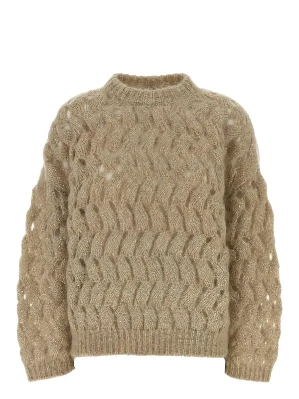 Brunello Cucinelli Sand Mohair Blend Oversize Sweater - Brown