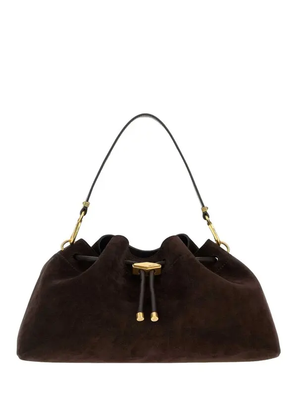 JIMMY CHOO Suede Bon Bon Bucket Bag - Brown