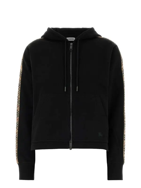 Burberry Cotton Sweatshirt With Icon Stripe Detail - Black