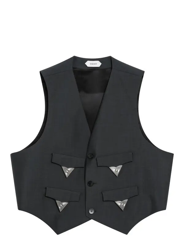 Versace Mohair Wool Blend Vest - Gray