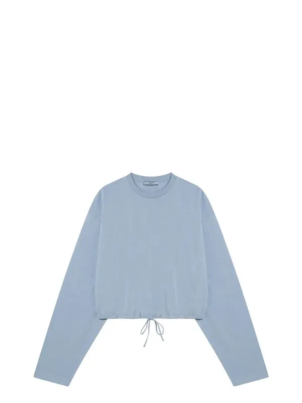 Prada Cotton Light Sweater With Elastic Hem - Blue
