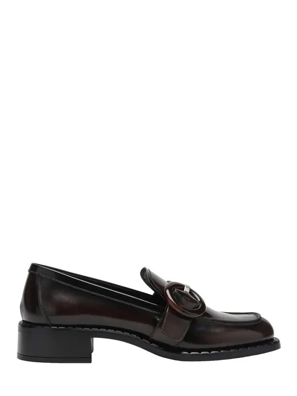 Prada Brushed Leather Moccasins - Brown