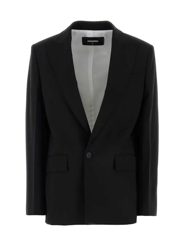 Dsquared2 Stretch Wool Blend Oversize Blazer - Black