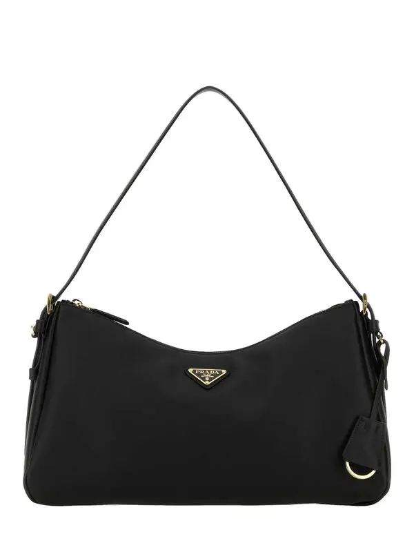 Prada Leather Handbag With Golden Metal Finishing - Black