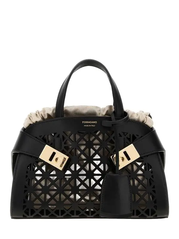 FERRAGAMO Salvatore Leather Mini Hug Handbag - Black