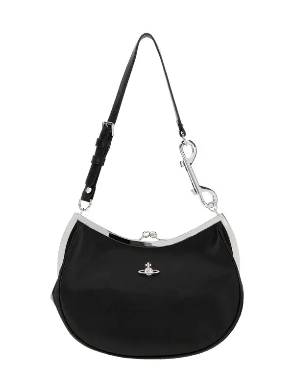 VIVIENNE WESTWOOD Leather Charm Frame Shoulder Bag - Black