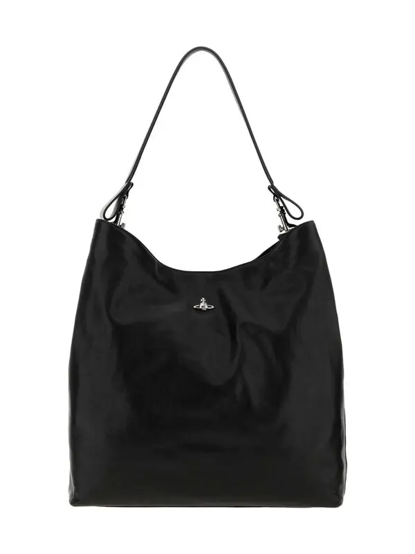 VIVIENNE WESTWOOD Leather Large Lottie Shopping Bag - Black