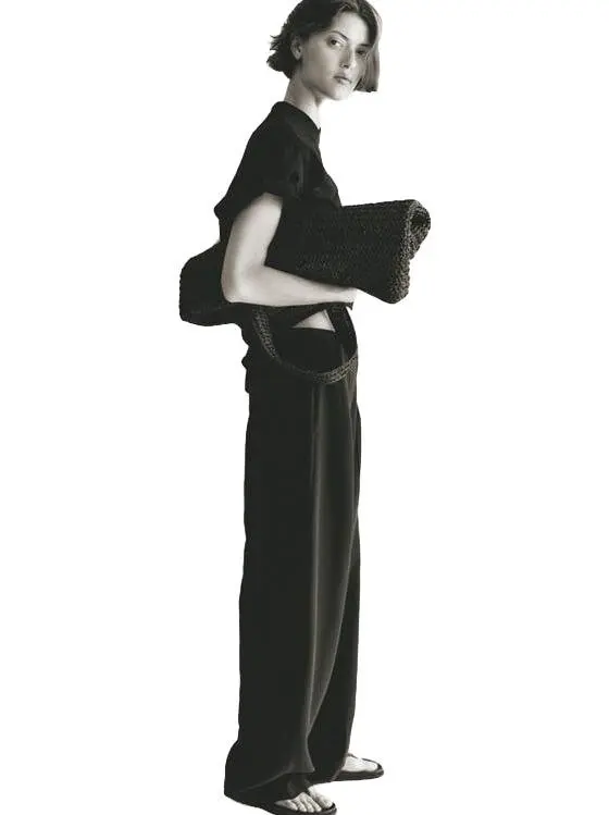 H&m Crease-leg Barrel Trousers - Black
