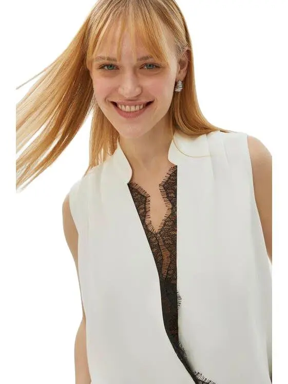 EXQUISE Brenda Sleeveless Blouse - Ecru
