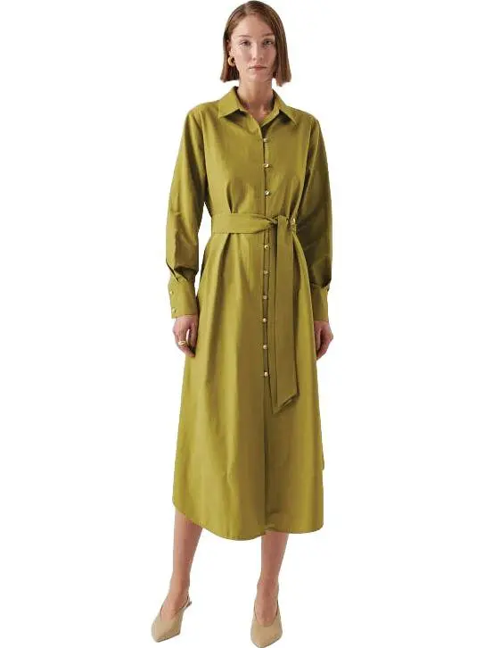 EXQUISE Mckinley Midi Shirt Dress - Green