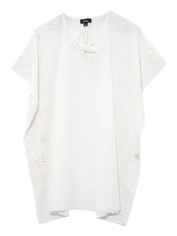 Echo Bandana Embroidered Cotton Caftan - Cream