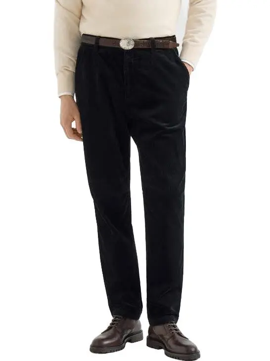 Brunello Cucinelli Garment-dyed Cotton Corduroy Trousers - Black