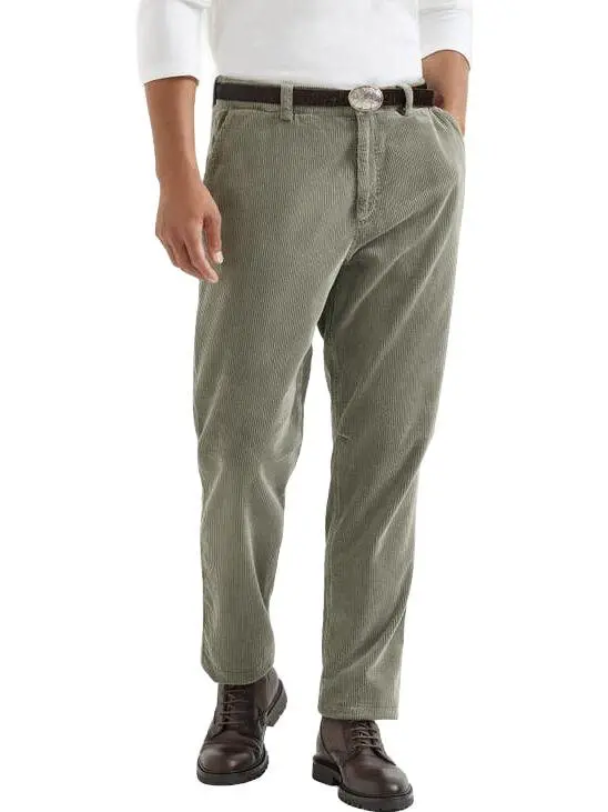 Brunello Cucinelli Garment-dyed Cotton Corduroy Trousers - Military