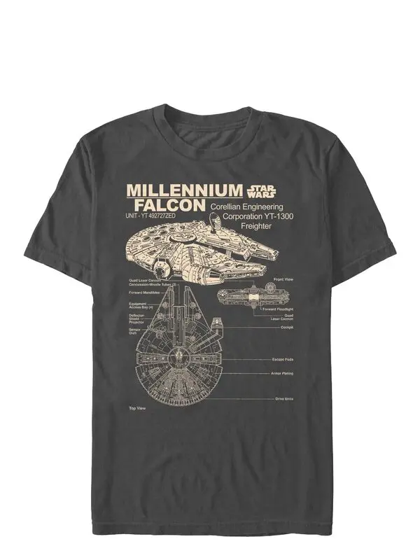 STAR WARS: A NEW HOPE Corellian Freighter Short Sleeve Graphic T-shirt - Charcoal