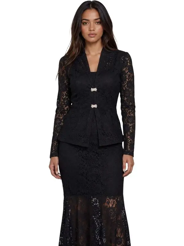 AKALIA The Valentina Lace Blazer - Black