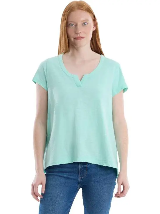 Wilt Short Sleeve Placket High-low Tee - Cabbage